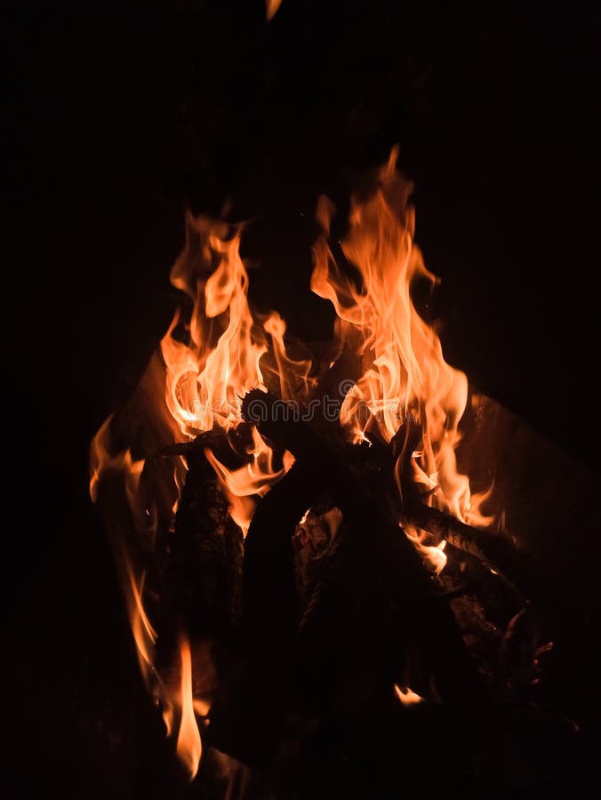 A Large Fire that Burned during the Dark Night Stock Photo - Image of ...