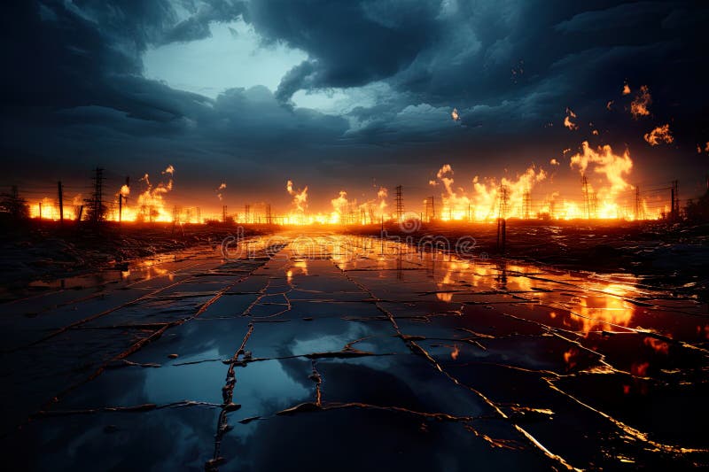 A Large Fire is Burning in the Middle of a Field. Generative AI Image ...
