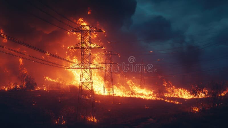A Large Fire Burning in an Open Field Stock Photo - Image of farm ...