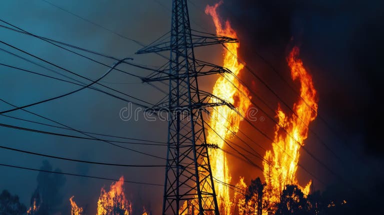 A Large Fire Burning in the Sky, Suitable for Scenes of Disaster or ...