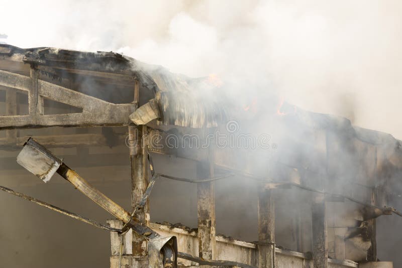 Large Fire Disaster in a Warehouse Stock Image - Image of burn ...