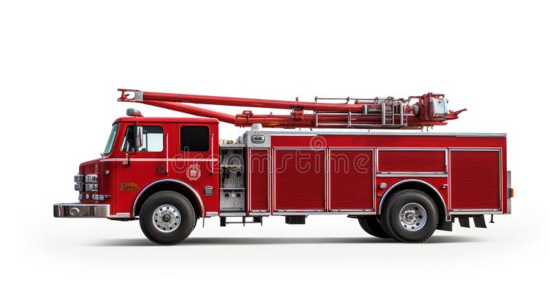 Commercial Style Fire Truck on White Background Stock Illustration ...