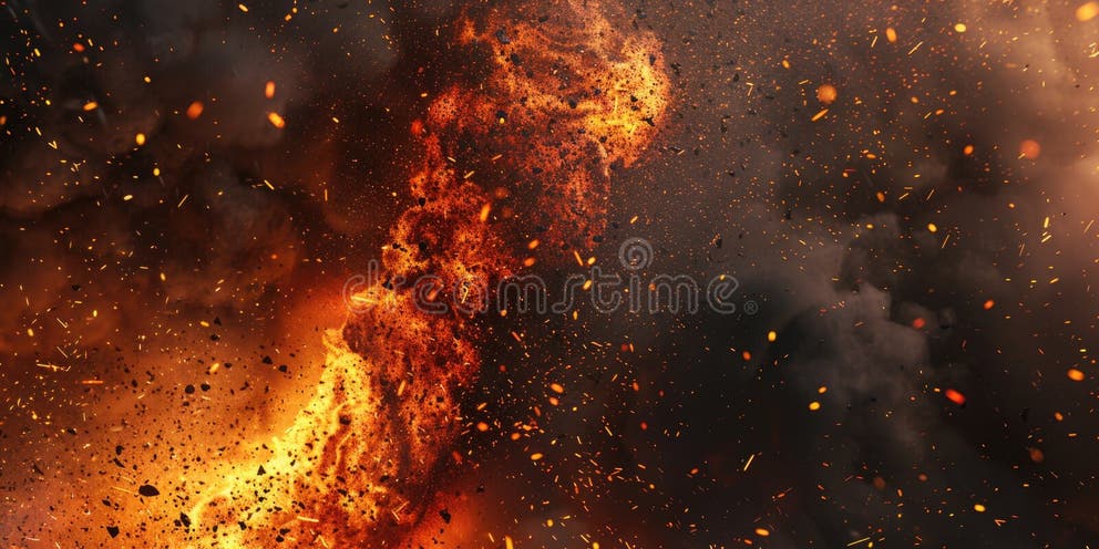 Large Fire Explosion Sky stock photo. Image of smoke - 375181372