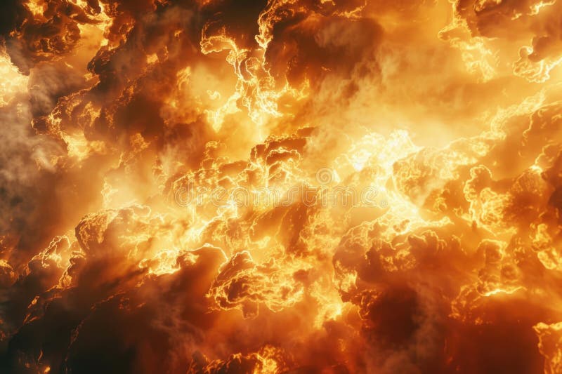 Large Fire with Heavy Smoke Stock Photo - Image of firefighting ...