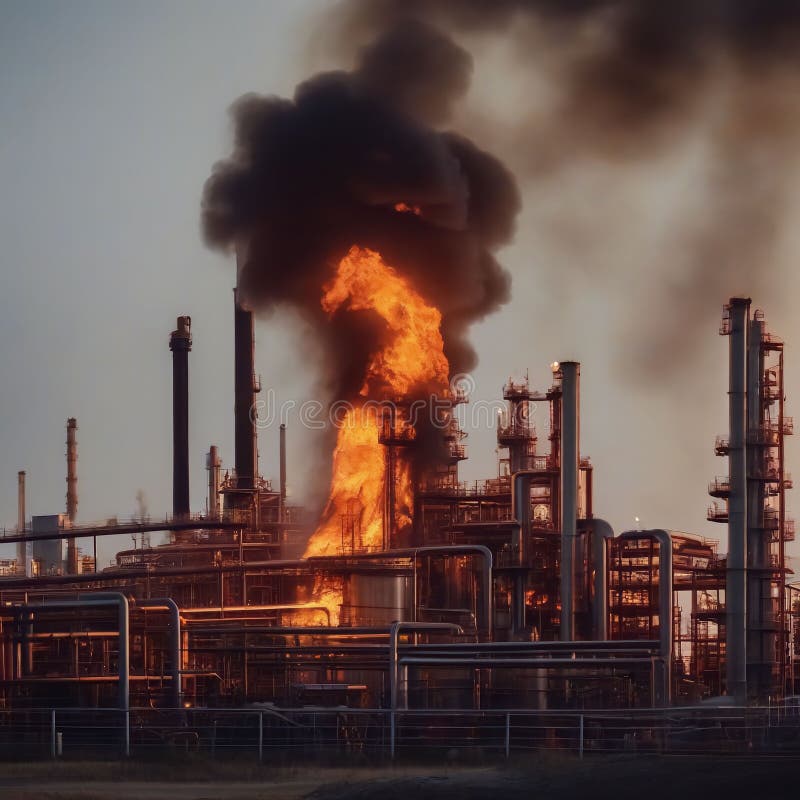 A Large Fire at an Industrial Enterprise Stock Illustration ...