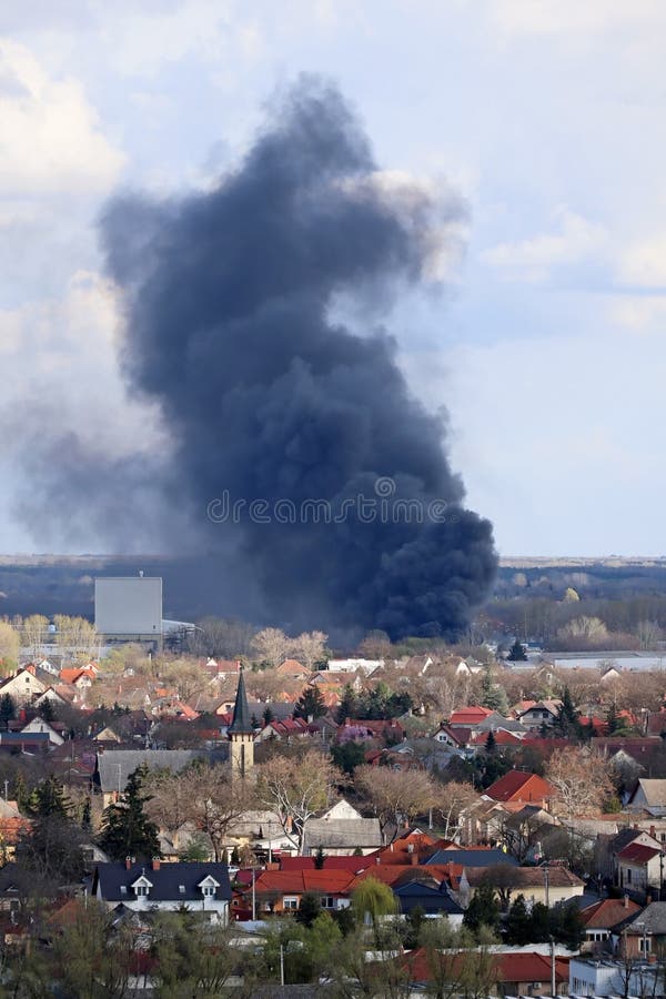 Large Fire and Smoke Over the City Stock Image - Image of catastrophe ...