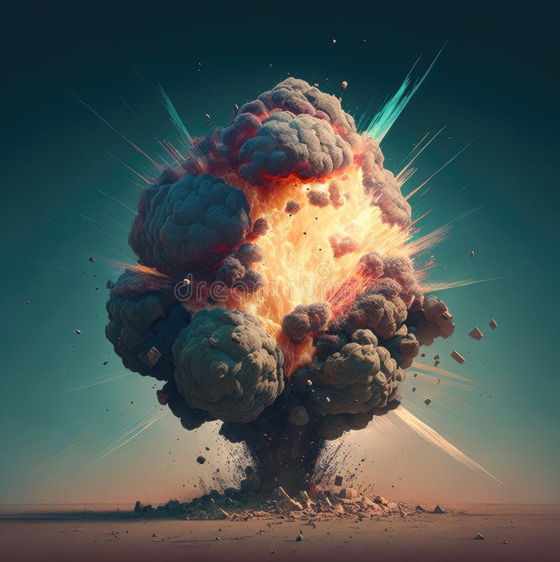 A Large Fireball from an Explosion in an Empty Desert. Created with ...