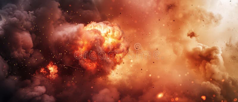Large Fireball Explosion with Smoke and Debris Stock Photo - Image of ...