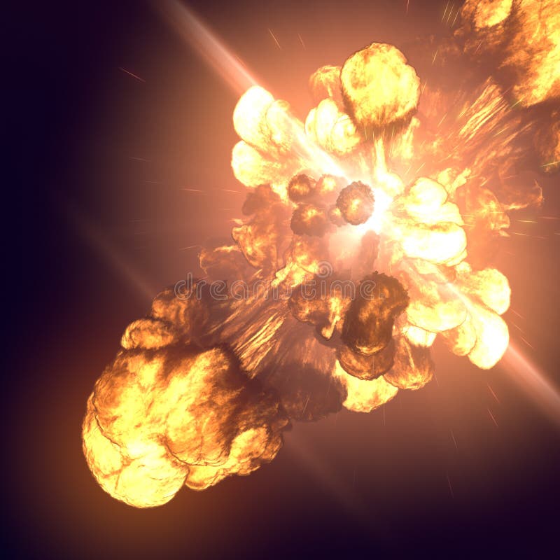 Large Fireball on Dark Background. 3d Rendering Stock Illustration ...
