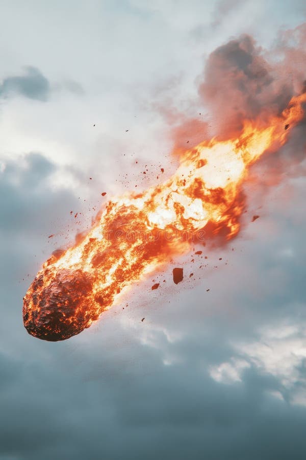 A Large Fireball is Seen Soaring through the Air Stock Photo - Image of ...