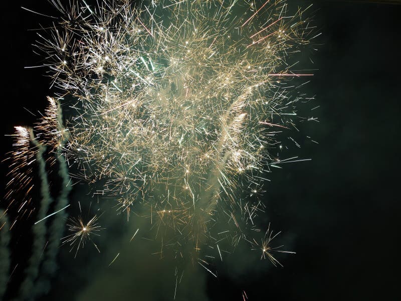Firework Explosion in the Night Sky Celebrating Happy New Year 2024 ...