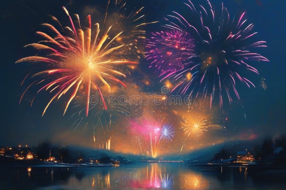 Large Fireworks Display in the Sky at 13-12-2024 Stock Illustration ...