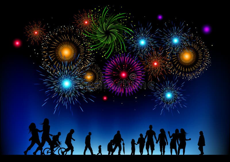 Large Fireworks Party stock illustration. Illustration of christmas ...