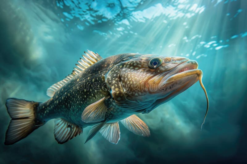 A Large Fish Caught in the Act of Eating a Worm Stock Photo - Image of ...