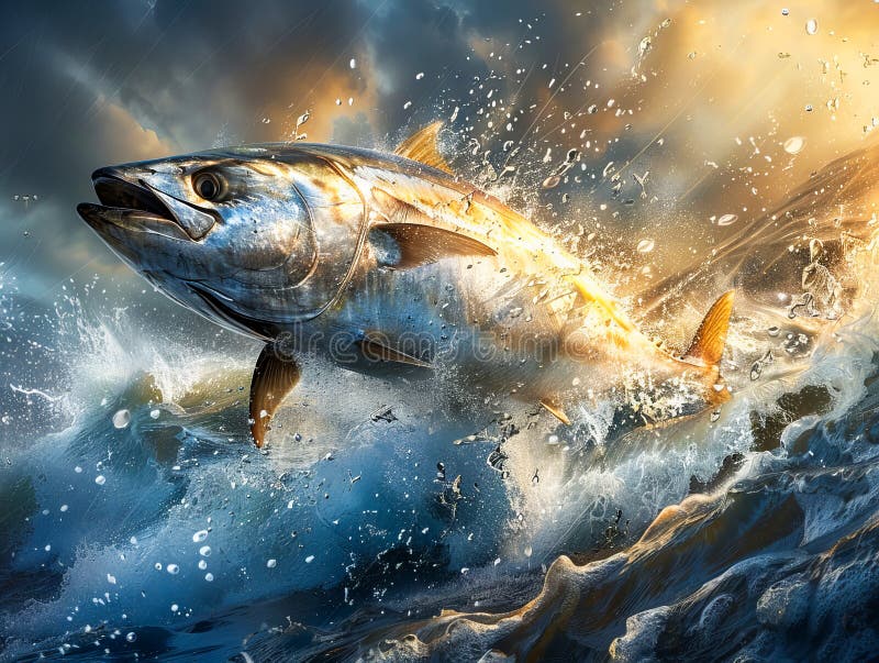 A Large Fish Jumping Out of the Water Stock Photo - Image of large ...
