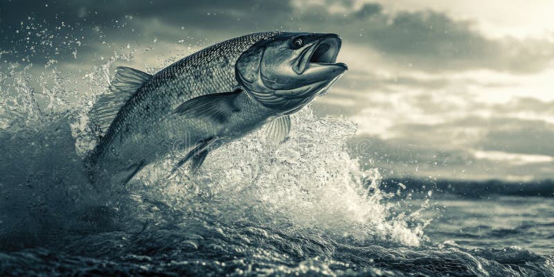 Large Fish Jumps Out of Water Stock Photo - Image of wildlife ...