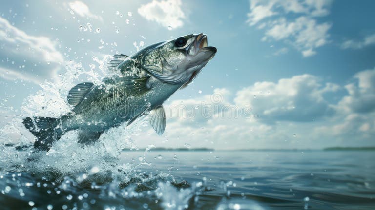 A Large Fish Leaping Out of the Water S Surface, Capturing the Moment ...