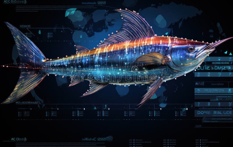 A Large Fish with a Lot of Lights on it. Generative AI Image. Stock ...