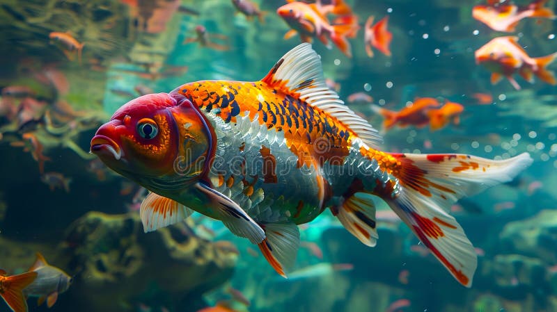 A Large Fish Swimming in an Aquarium Stock Photo - Image of freshwater ...
