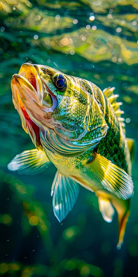A Large Fish Swimming in the Water Stock Photo - Image of water, yellow ...