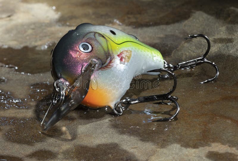 Large Fishing Bait that is Wet Stock Image - Image of metal, eyelet ...