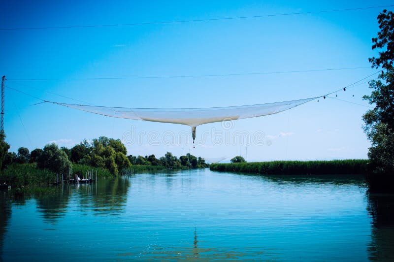 Large Fishing Nets Stretched Over the River Stock Image - Image of ...