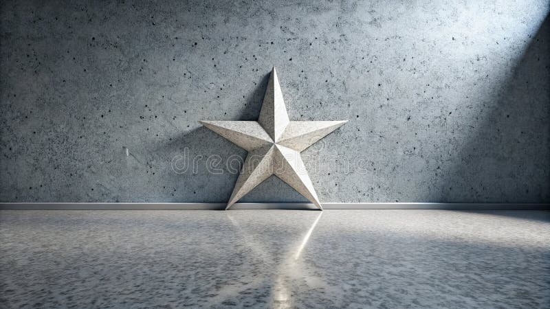 Large Five-pointed Star Against a Textured Wall in an Empty Room ...