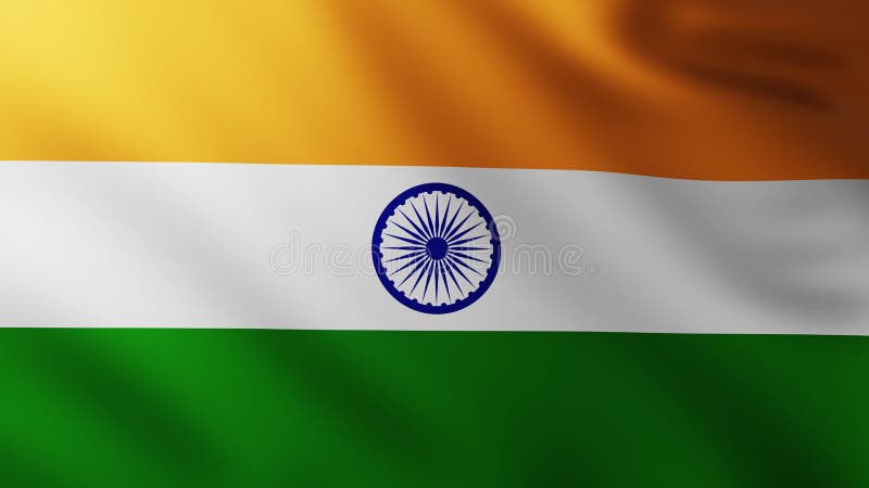 Large Flag of India Fullscreen Background in the Wind Stock ...