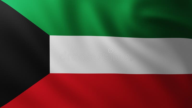 Large Flag of Kuwait Fullscreen Background in the Wind Stock ...