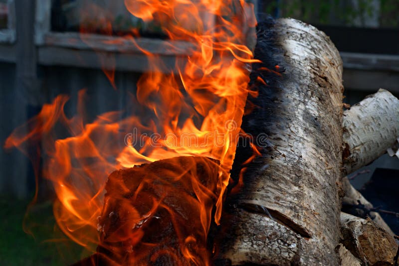 Large Flame of Fire from Firewood in the Grill. Stock Image - Image of ...