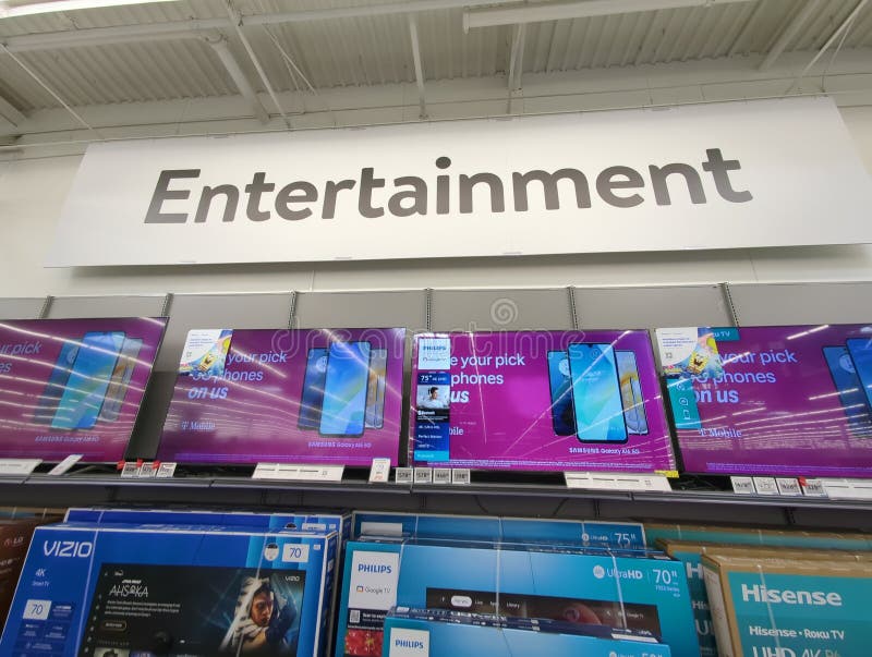 Large Flat Screen 4K LCD TVs Home Theater Section Entertainment Walmart ...