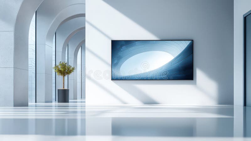 Large Flat Screen Television Mounted on a Wall in a Modern Living Room ...