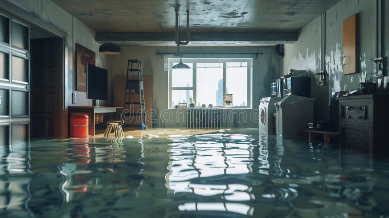 Large Flood, Disaster, Flooded Apartment Inside Stock Image - Image of ...