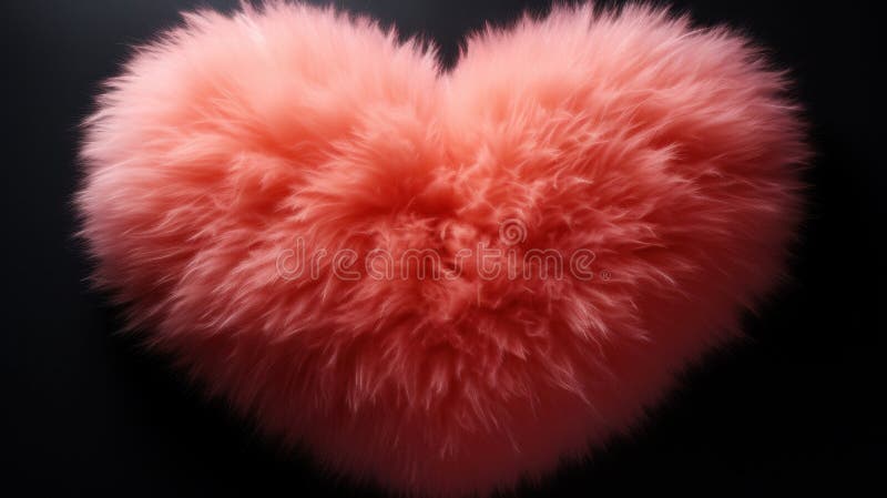 A Large Fluffy Heart Shaped Object on a Black Background, AI Stock ...