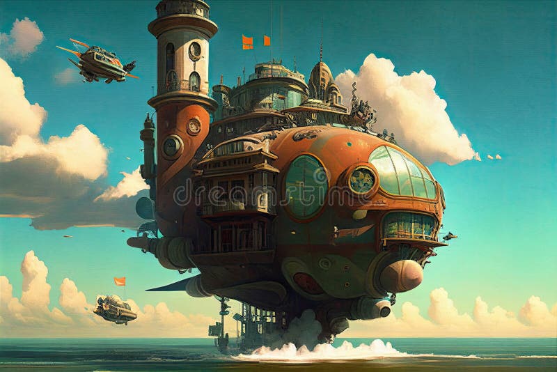 Large flying machine stock illustration. Illustration of imagination ...