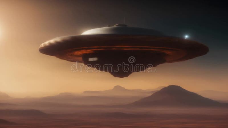Large Flying Object Hovering Above Mountain Range. Generative AI Stock ...
