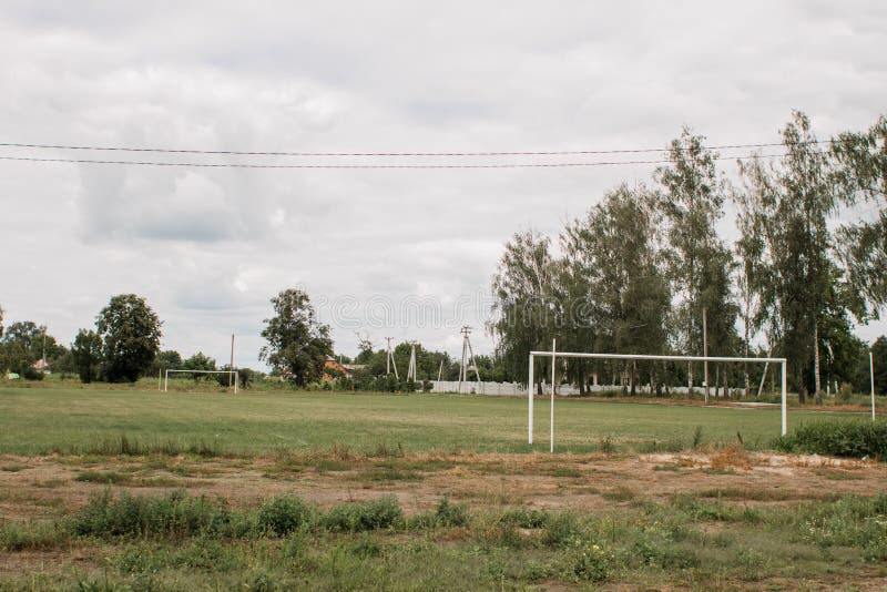Large Football Field in Summer Stock Image - Image of large ...