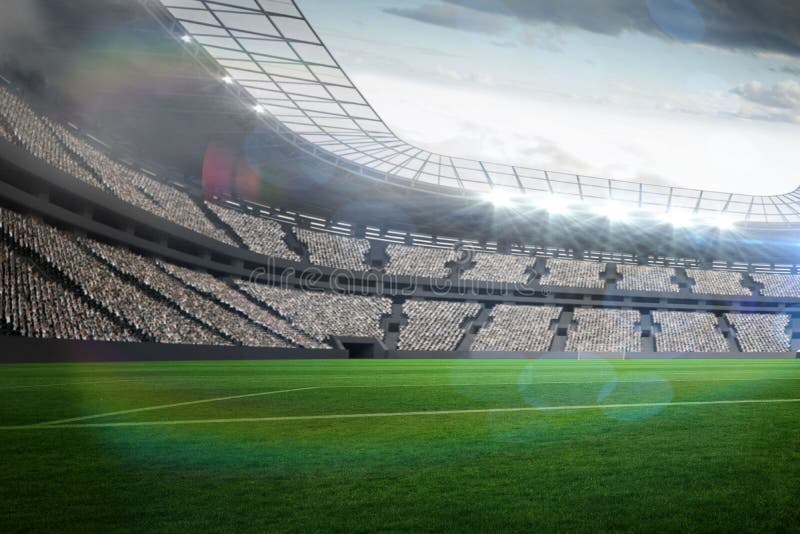 Large Football Stadium with Lights Stock Illustration - Illustration of ...