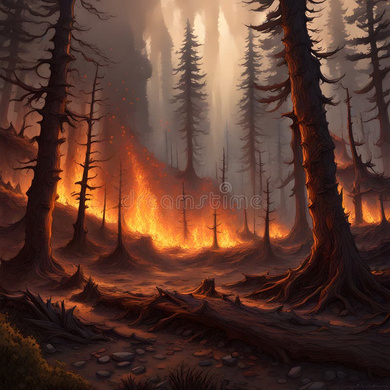 Large Forest Fire, AI-generatet Stock Illustration - Illustration of ...