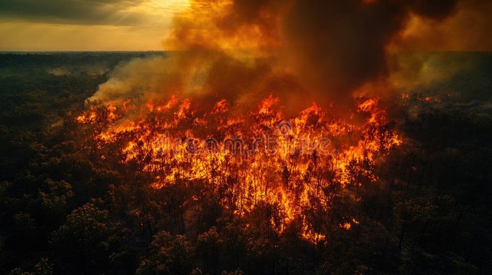 A Large Forest Fire Burning in the Wilderness Stock Image - Image of ...