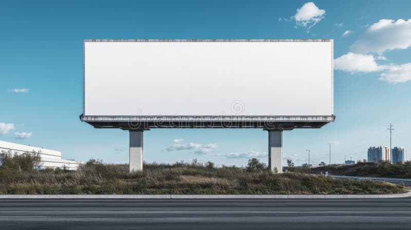 Large Format Advertising Billboard Against a Dusk Sky. Template Design ...