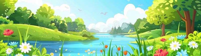 A Large-format Background with a Spring and Summer Landscape. the ...