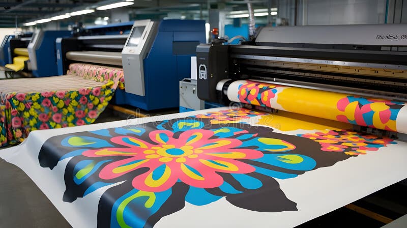 Large Format Digital Printer Printing Colorful Fabric Stock ...