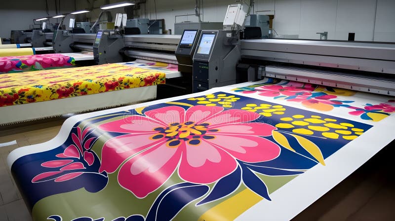Large Format Digital Printer Printing Colorful Floral Pattern on Fabric ...