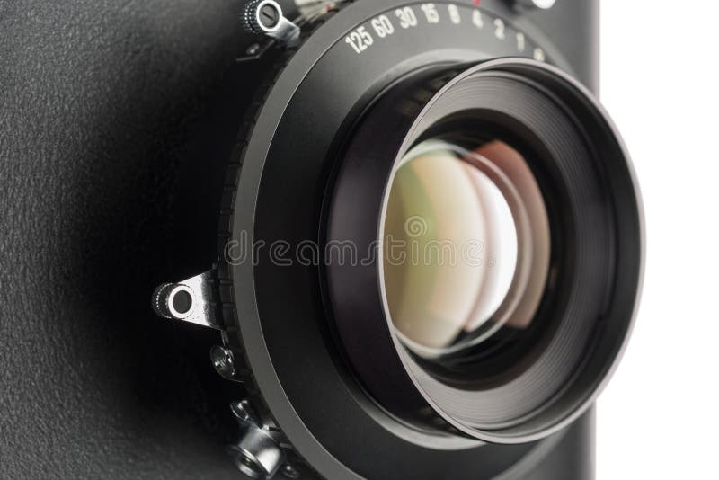 Large Format Film Camera Lens Stock Photo - Image of camera, white ...