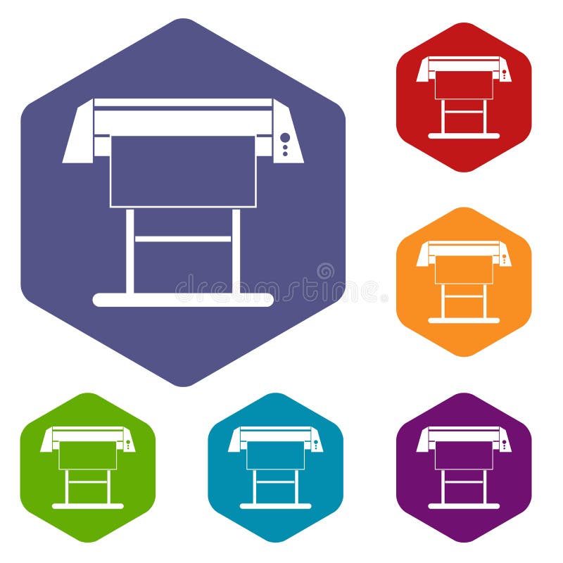 Large Format Inkjet Printer Icons Set Stock Vector - Illustration of ...