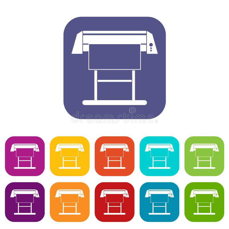 Large Format Inkjet Printer Icons Set Stock Vector - Illustration of ...