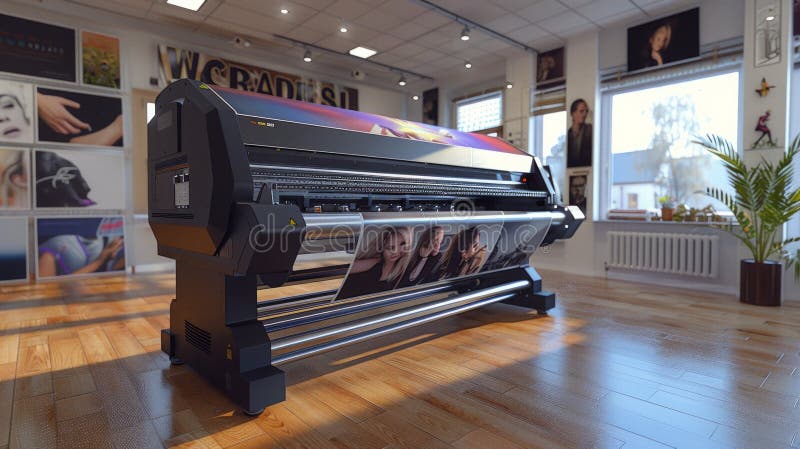 Large Format Inkjet Printer in Printshop Interior on Wood Floor ...