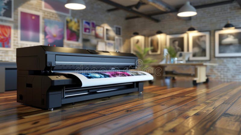 Large Format Inkjet Printer in Printshop Interior on Wood Floor ...