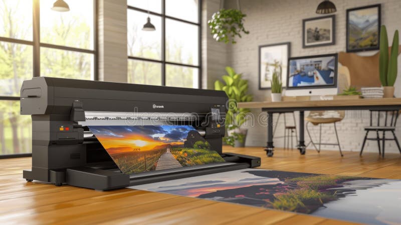 Large Format Inkjet Printer in Printshop Interior on Wood Floor ...